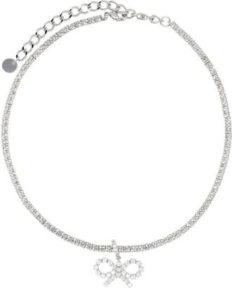 Self Portrait Halskette - Crystal Bow Tennis Necklace - Gr. unisize - in Silber - f&uuml;r Damen