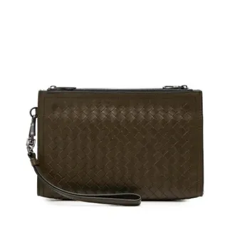 Bottega Veneta unisex, Pre-owned, Brun, Taille: ONE Size Pre-owned Sacoche en cuir nappa tress&eacute;