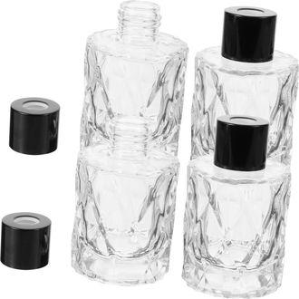 NUOBESTY 4 Stück Teiliges Glas Aromatherapie Flakons Geprägte Duft diffusor Flaschen Vielseitig als Parfüm Aroma diffusor Fläschchen für Haushalt und Dekoratio