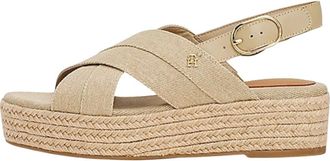 Tommy Hilfiger Femme, Chaussures, Beige, Taille: 38 EU Sandale Plateforme Espadrille en Denim
