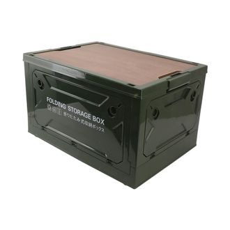 Generic Haofy Zusammenklappbare Camping-Aufbewahrungsbox, 50 L Fassungsverm&ouml;gen, mit Holzdeckel und R&auml;dern, Zusammenklappbarer Aufbewahrungsbeh&auml;lter f&uuml;r Auto-