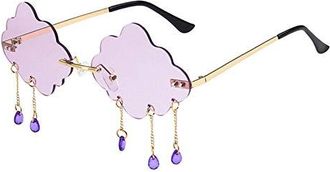 Generic Lunettes de soleil décontractées pour femme - Sans monture - Nuages nuages - Monture transparente, violet, taille unique