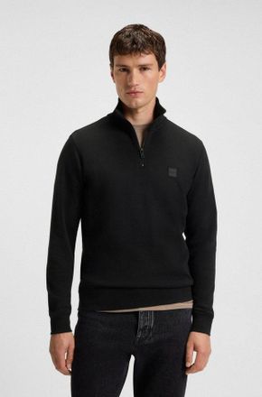 HUGO BOSS Sweatshirt Zetrust (1-tlg) Troyerkragen mit Rei&szlig;verschluss, Regular Fit, BOSS-Label