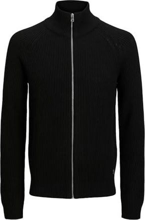 Jack & Jones Knit Zip Jjpannel Aw25 Cardigan en Tricot zippé, Noir, XXL Homme