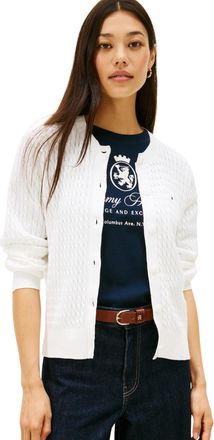 Tommy Hilfiger Damen Strickjacke Cardigan Zopfmuster, Wei&szlig; (Ecru), XS