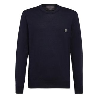 Philipp Plein Homme, Pulls, Bleu, Taille: XL Pullover Round Neck LS Iconic
