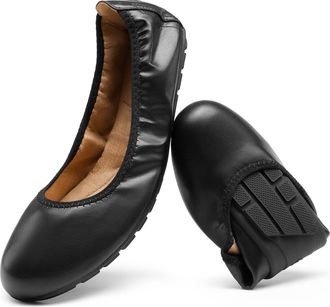 Dream Pairs Damen Ballerinas Faltbar Runde Zehen Elegante Bequeme Slipper Schuhe für Partys Büro den Alltag,Size 40.5,Schwarz,DWUMFA2501