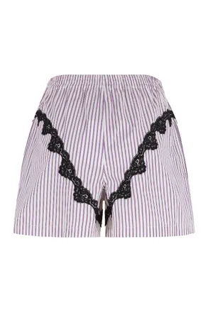 The Attico Womens Cotton Shorts With Lace Insets Prune