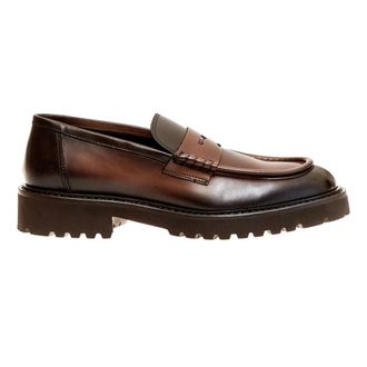 Doucal's Homme, Chaussures, Brun, Taille: 43 1/2 EU Mocassin en cuir d&eacute;lav&eacute;