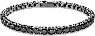 Swarovski Bracelet Tennis Matrix habillé de cristaux anthracites, en métal plaqué ruthénium