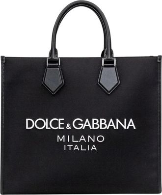 Dolce & Gabbana Homme, Sacs, Noir, Taille: ONE Size Sac fourre-tout élégant en toile avec logo