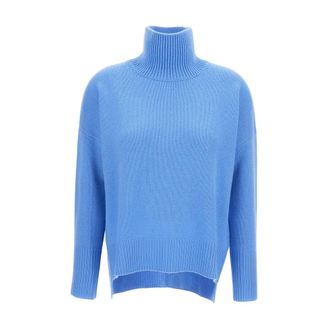 Lisa Yang Femme, Pulls, Bleu, Taille: 38 FR Col roul en cachemire asym&eacute;trique