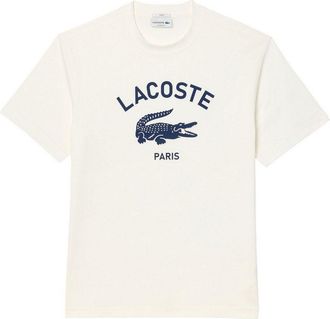 Lacoste Kurzarmshirt T-Shirt mit großem Krokodil-Print auf der Vorderseite