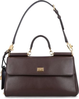 Dolce & Gabbana Femme, Sacs, Brun, Taille: ONE Size Sac &agrave; main en cuir avec poign&eacute;e sup&eacute;rieure