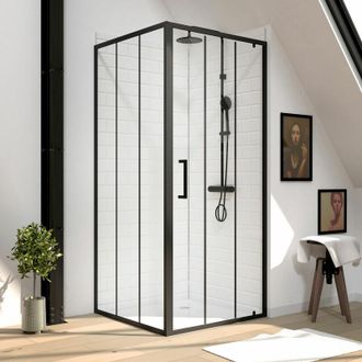 Aurlane pack paroi porte de douche serigraphiee - 90x200cm + paroi retour - 90x200 cm - porte pivotante