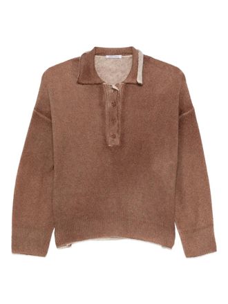 Lebor Gabala buttoned collared top - Braun