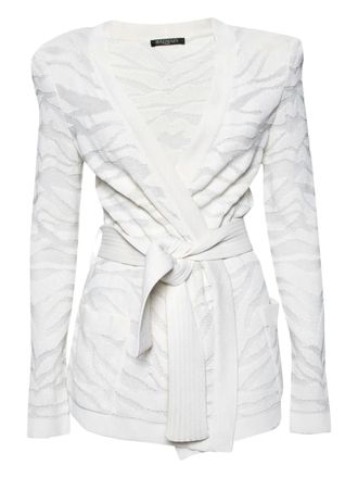 Balmain cardigan à taille ceinturée - Blanc