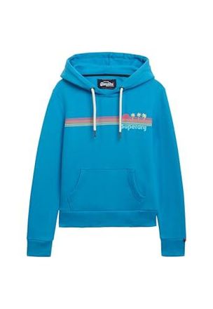 Superdry Sweat &agrave; capuche pour femme avec rayures arc-en-ciel, bleu ciel, 38