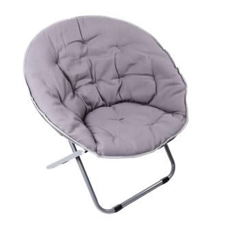 ZJchao Klappbarer Grauer Untertassenstuhl mit Metallrahmen, Komfortables Ergonomisches Design f&uuml;r das Wohnzimmer, Gem&uuml;tliche Akzentsitze f&uuml;r den Heimgebrauch