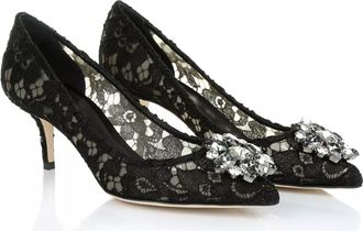 Dolce & Gabbana Pumps & High Heels - Decollete Pizzo Bellucci Charmant + Raso Nero - Gr. 35,5 (EU) - in Schwarz - f&uuml;r Damen