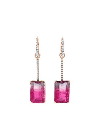 Lisa Nik 18kt Rotgold-H&auml;ngeohrringe mit Diamanten und Turmalin - Rosa