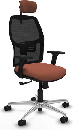 Piqueras y Crespo Alfera gepolsterter B&uuml;rostuhl mit 2D-Armlehnen, h&ouml;henverstellbarer Lendenwirbelst&uuml;tze und Kopfteil, h&ouml;henverstellbar und neigbar, Schwarz/Braun