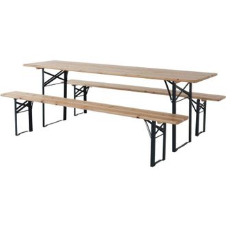 Habitat et Jardin Table de jardin brasserie pliante avec 2 bancs Lisbonne - 218 x 59,5 x 75 cm - Marron