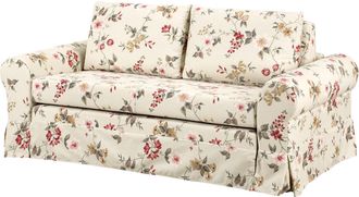 Mørteens home24 Schlafsofa Country mit Husse Beige/Creme/Rot Webstoff Fedra 185cm Landhaus