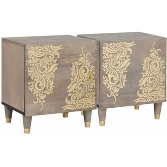 vidaXL Cabinet de chevet 2 pcs Gris 40 x 33 x 46 cm vidaXL