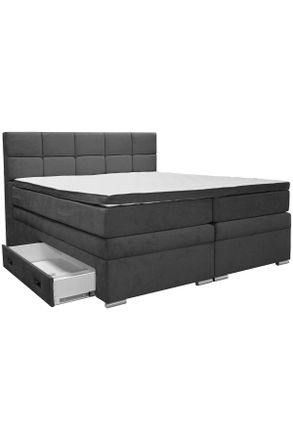 CARRYHOME Boxspringbett, Anthrazit, Textil, H3, 5-Zonen, H&ouml;he ca. 18 cm, 160x200 cm, Topper durchgehend, in verschiedenen Gr&ouml;&szlig;en erh&auml;ltlich, Schlafzimmer, Bette