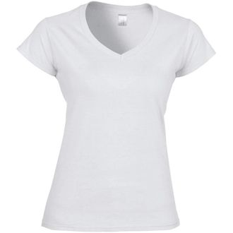 Gildan Damen Kurzarm T-Shirt mit V-Ausschnitt (XL) (Wei&szlig;) XL,Wei&szlig;