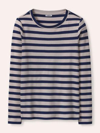 Walbusch Langarmshirt Damen Baumwollshirt mit Ringel Rundhals Langarm, pflegeleicht