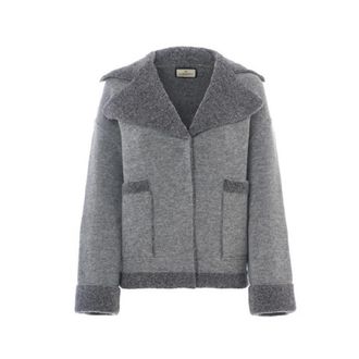 Windsor Oversize Gestrickte Shearling Jacke - - Knitwear - Damen - Grau - M