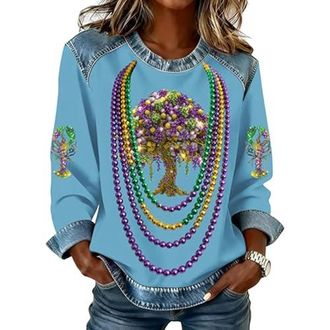 Generic Sweat Carnaval Femme D&eacute;contract&eacute; Manches Longues Sweat Pull Col Rond Couleur Unie Top Haut Workout Oversize Vetement pour Printemps Automne Hiver Jack