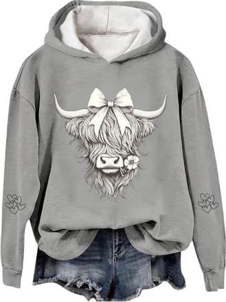 Generic Sweat-shirts Vache Highland pour Femmes avec Capuche Pull de No&euml;l Vache Highland Hoodies Grande Taille D&eacute;contract&eacute; Ample Pullover Mignon Sweat-shirt C