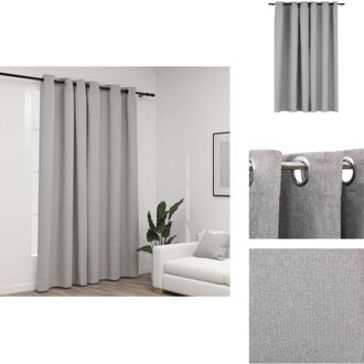 vidaXL Vidaxl - Rideau occultant Aspect de lin avec oeillets Gris 290x245 cm - Rideaux Occultants - Rideaux Gris - Rideaux Lin - Rideaux Pour Salon - Rideaux