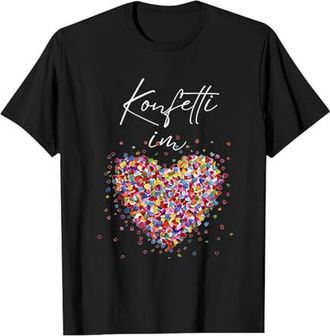 Generic T-shirt &agrave; confettis dans un coeur pour femme - Col rond - Motif lettres - D&eacute;contract&eacute; - Costume de carnaval - Confortable - Jolies couleurs - Combinab
