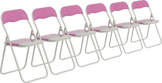 Harbour Housewares Farbig gepolsterte Klappstühle - Rosa - 6 Stück - Easy Store, faltbarer Schreibtischstuhl mit Metallrahmen für Büro, Esszimmer, Küche