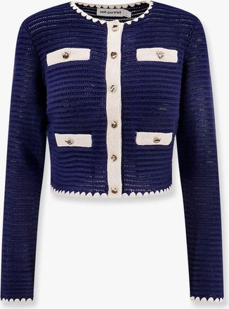 Self Portrait Crochet knitted cardigan with contrasting profiles - SELF PORTRAIT - gender_Woman