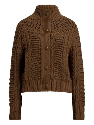 Ralph Lauren Collection cardigan &agrave; d&eacute;tails de coutures - Marron