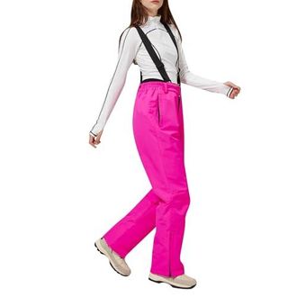 Generic Pantalon de ski baggy pour homme et femme avec bretelles et sans bretelles, couleur unie, coupe-vent, imperm&eacute;able, avec manchettes de neige, protectio
