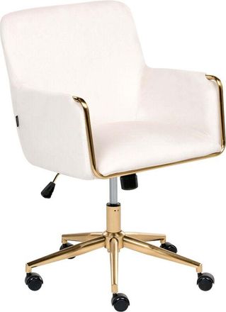 Beliani Beliani - Fauteuil de Bureau en Velours Si&egrave;ge Inclinable R&eacute;glable Rembourrage &Eacute;pais Blanc Cass&eacute; Altona
