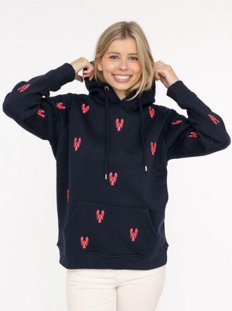 Zwillingsherz Kapuzensweatshirt Hummer-Stickerei, Kapuze, Kordelzug, Baumwollmix