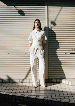 Mango Pantalon &agrave; taille normale avec poches cargo &eacute;cru - Femme - 34 - MANGO