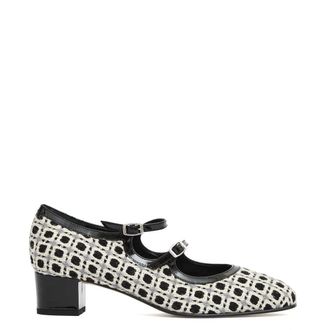 Carel Hohe Schuhe - Checkered Wool Fabric Pumps With Adjustable Straps - Gr. 37,5 (EU) - in Grau - f&uuml;r Damen