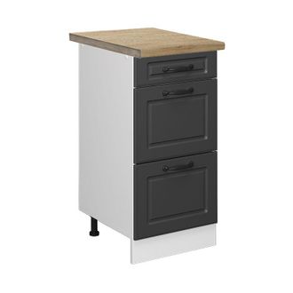 Vicco Meuble cuisine R-Line, Anthracite campagne, 40 cm avec tiroirs, pt Ch&ecirc;ne