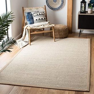 Safavieh Tapis en Fibres Naturelles Salon, Salle à Manger, Chambre à Coucher - Natural Fiber Collection, Tapis à Poil Court, Naturel et Beige, 120 x 180 cm