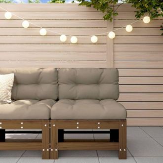 vidaXL Vidaxl - Canap&eacute; central avec coussins marron miel bois de pin solide