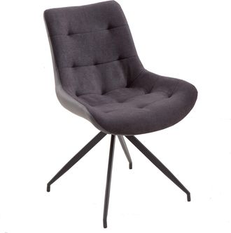 Invicta Interior Design Stuhl DIVANI dunkelgrau Metallgestell schwarz im Retro Stil Esszimmerstuhl Besucherstuhl