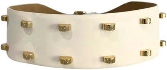 Borbonese Femme, Accessoires, Blanc, Taille: ONE Size Ceinture en cuir v&eacute;ritable avec boucle polie